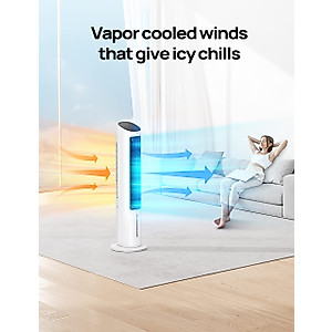 Dreo Cooling Fans That Blow Cold Air, 40" Evaporative Air Cooler, 2023 Upgrade Tower Fan for Bedroom with 80° Oscillating, Ice Packs, Remote Control, 3 Modes 4-Speed Quiet Floor Fan Home/Office