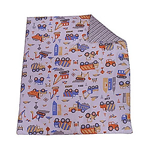 Bacati Construction Multicolor Boys Cotton 4 Piece Toddler Bedding Set 100 Percent Cotton Includes Reversible Comforter, Fitted Sheet, Top Sheet, and Pillow Case for Boys