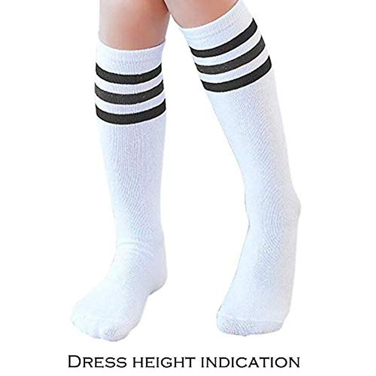 NEVSNEV Knee High Tube Socks Comfortable and Breathable with Triple Stripes for Boys, Girls, Toddlers, Kids, Baby and Child