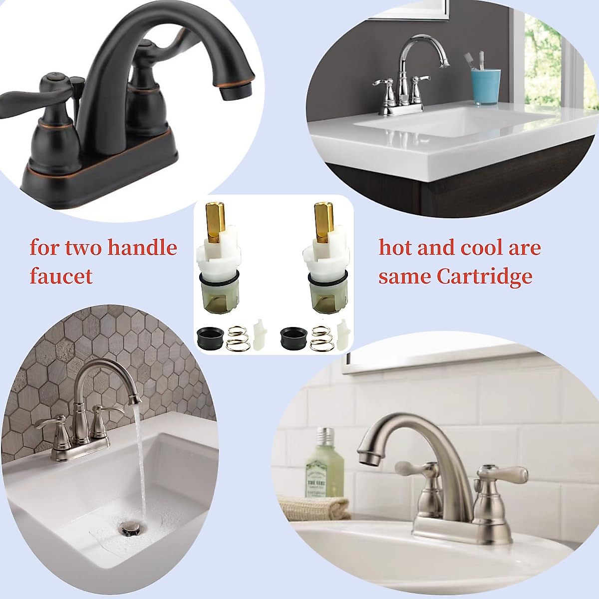 RP25513 RP24096 Faucet Stem Assembly Compatible with Delta Two Handle Faucet Repair Kit with RP4993 Seat and Spring (2)