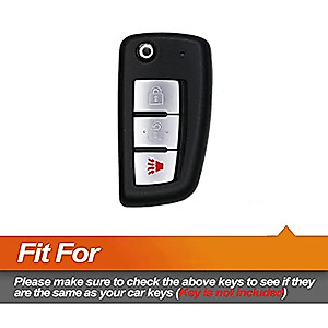 Silicone Key Fob Cover Fit for 2021 2020 2019 2018 2017 Nissan Rogue 2014 2015 Nissan Rogue Select 2017 Nissan Rogue Sport Flip 3 Buttons| Car Accessories | Remote Key Protection Case - Black & Blue