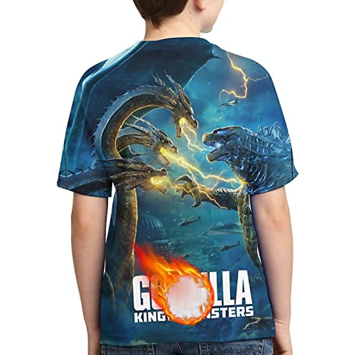 Midz Teen Shirt Monster Dinosaur Tee 3D Printing Shirts Boys Girls T-Shirt Crew Neck Short Sleeve 5-Small