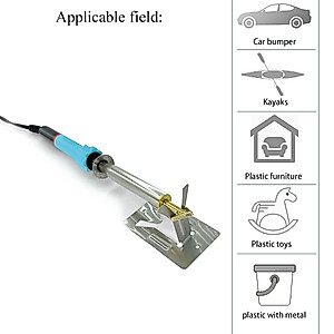 Plastic Welding Repair Kit - 80W Iron 20 black Rods, Sandpaper,Stainless Steel Mesh, Portable Use - Welder Tools for Car Bumper, Kayak, Canoe,110V Only