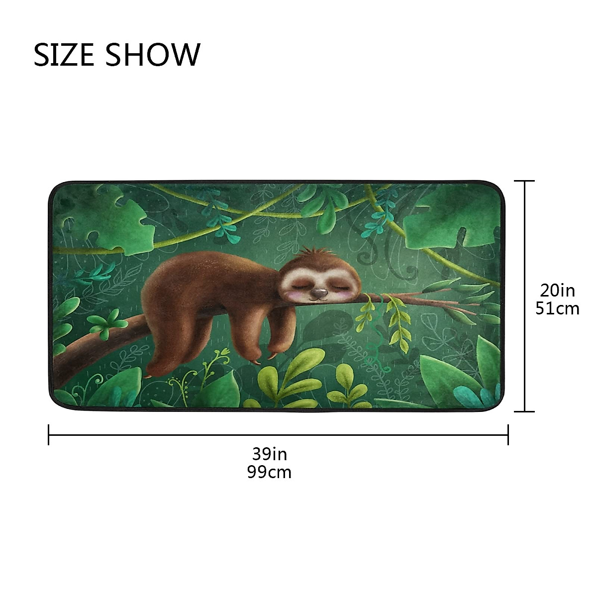 JUMBEAR Sloth Kitchen Rug Non Slip Kitchen Floor Mat Cushioned Comfort Standing Mat 39 x 20 Inch