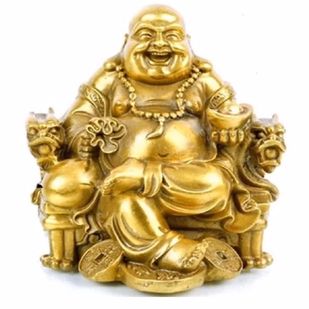 WEALTHCOMING Fengshui Decor Laughing Buddha Statue for Lucky & Happiness, God of Wealth Statue,Brass Buddhist Statues and Sculptures Home Decor Congratulatory Gifts (X-Large)