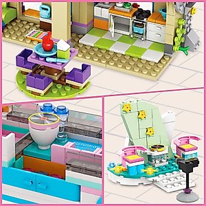 T TLDUEWF Girls Building Blocks - Friends Forest House Pop Star Music Car Building Blocks Toys Gifts for Kids Girls Aged 6-12 (1174 Pieces)