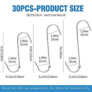 Hoypeyfiy 30PCS S-Type Grill Meat Hook Butcher Hooks Stainless Steel Meat Hooks for Hanging Jerky Deer Chicken Ribs Fish Beef