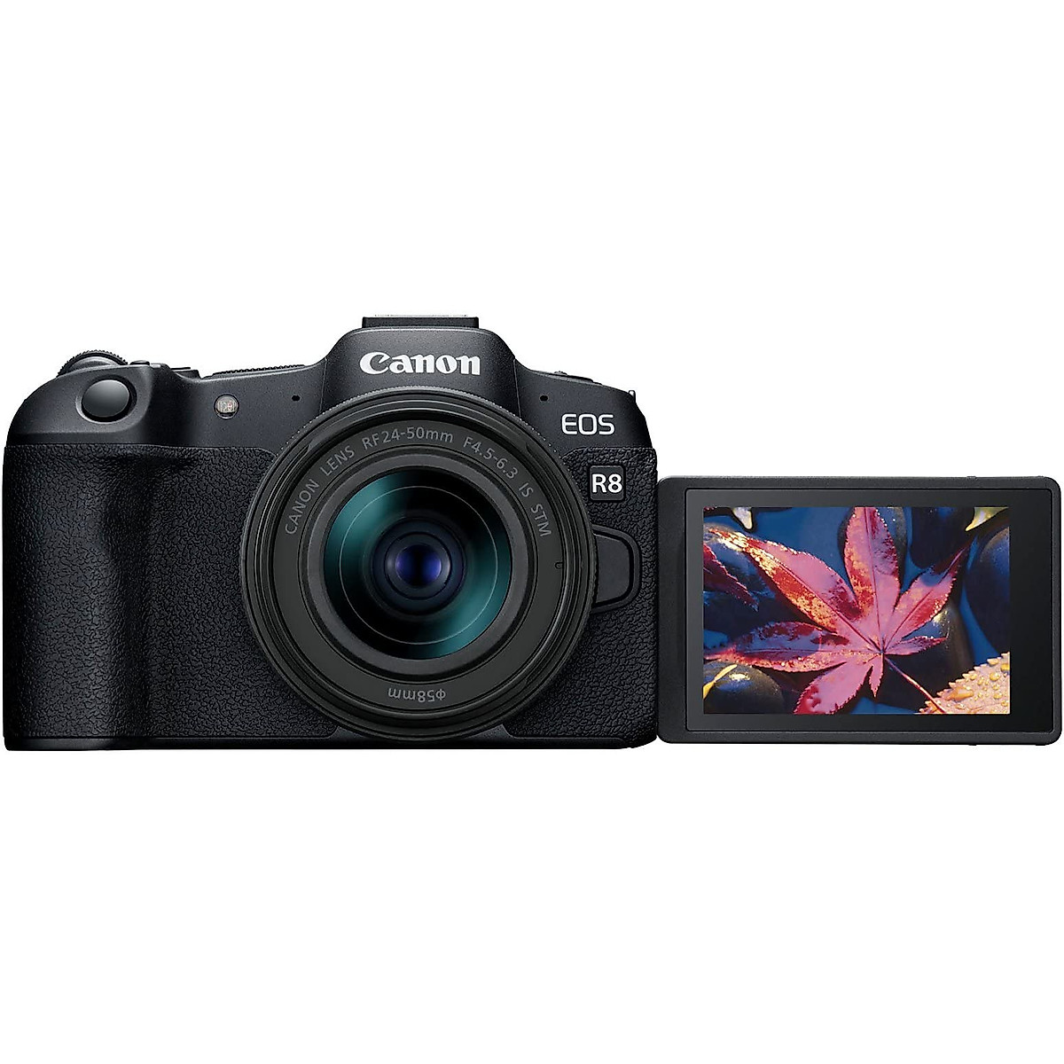 Canon EOS R8 Mirrorless Camera with 24-50mm & EF 75-300mm Lenses + Mount Adapter + 20 Essential Accessories for Content Creators