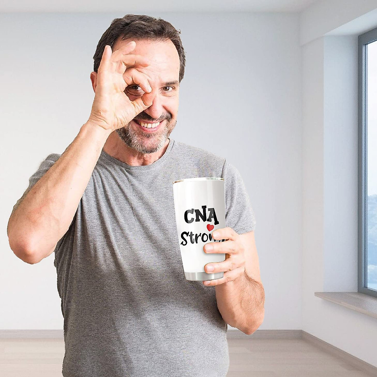 CHICKOR Cna Coffee Mugs Travel 20 Oz With Lid, Because Even Nurses Need Heroes Stainless Steel Nurse Themos, National Nurses Day Gifts for Practioner Labor Women, Inspiration Gift White Themed