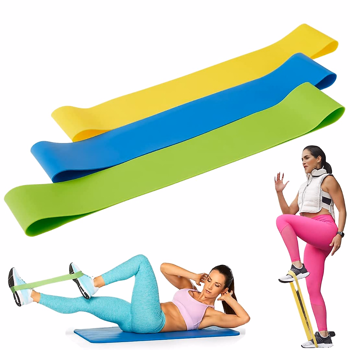 Beachbody Resistance Bands for Booty and Thigh workouts, Unisex Strength Workout Exercise Loops for Women & Men, Light, Medium & Heavy Resistance Levels, 9 Inch, 3 Pack