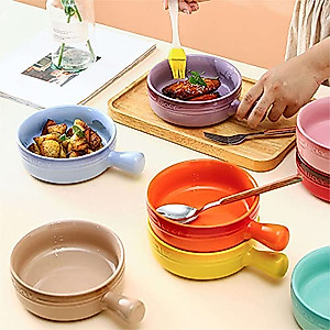 ramen bowl set,fruit bowl,ramen bowl,large serving bowls,Ceramic with Handle,Single Ramen Bowl for One Person,Small Pho Bowl,Round Baking Dish Oven Safe-red-20x15x5cm (Color : Blue, Size : 20x15x5cm