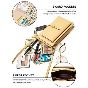 VEVESMUNDO Touchscreen Purse Wallet Zipper Holder Bag with Clear Touch Screen Phone Window (Black)