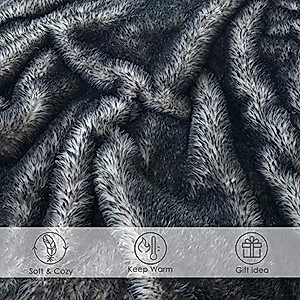DECOSY Luxury Faux Fur Throw Blanket, Ultra Soft Fuzzy Bed Blankets, Lightweight and Cozy Warm Touch, All Season Fluffy Plush Blanket for Sofa Couch Bed (Silver Gray, 88"x 90")