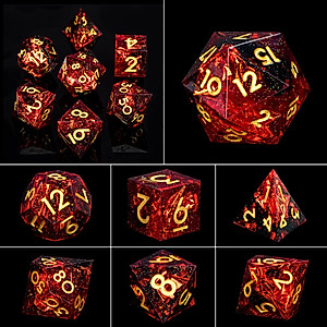 ARUOHHA DND Resin Dice Set Dungeons and Dragons Dice with Gift Box, D&D Dice Set, 7 Pcs Sharp Edge Dice Polyhedral Dice for Role Playing Game D and D Dice Inclusion Resin Dice D20 D12 D10 D8 D6 D4