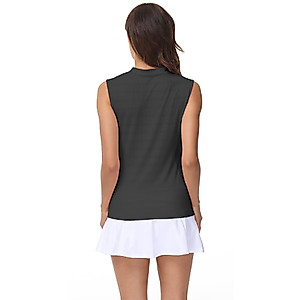 TrendiMax Women's 2 Pack Golf Shirts Sleeveless V Neck Tennis Polo Shirt Quick Dry Athletic Workout Tank Tops