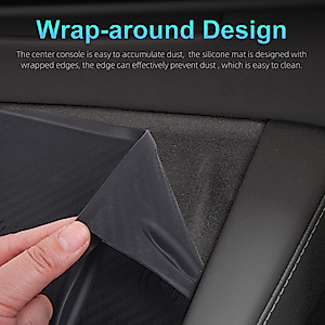 Tinlucys Center Console Wireless Charging Mat Designed for Tesla Model 3/Y 2021-2024,Center Console Interior Accessories for Tesla model 3/Y Black