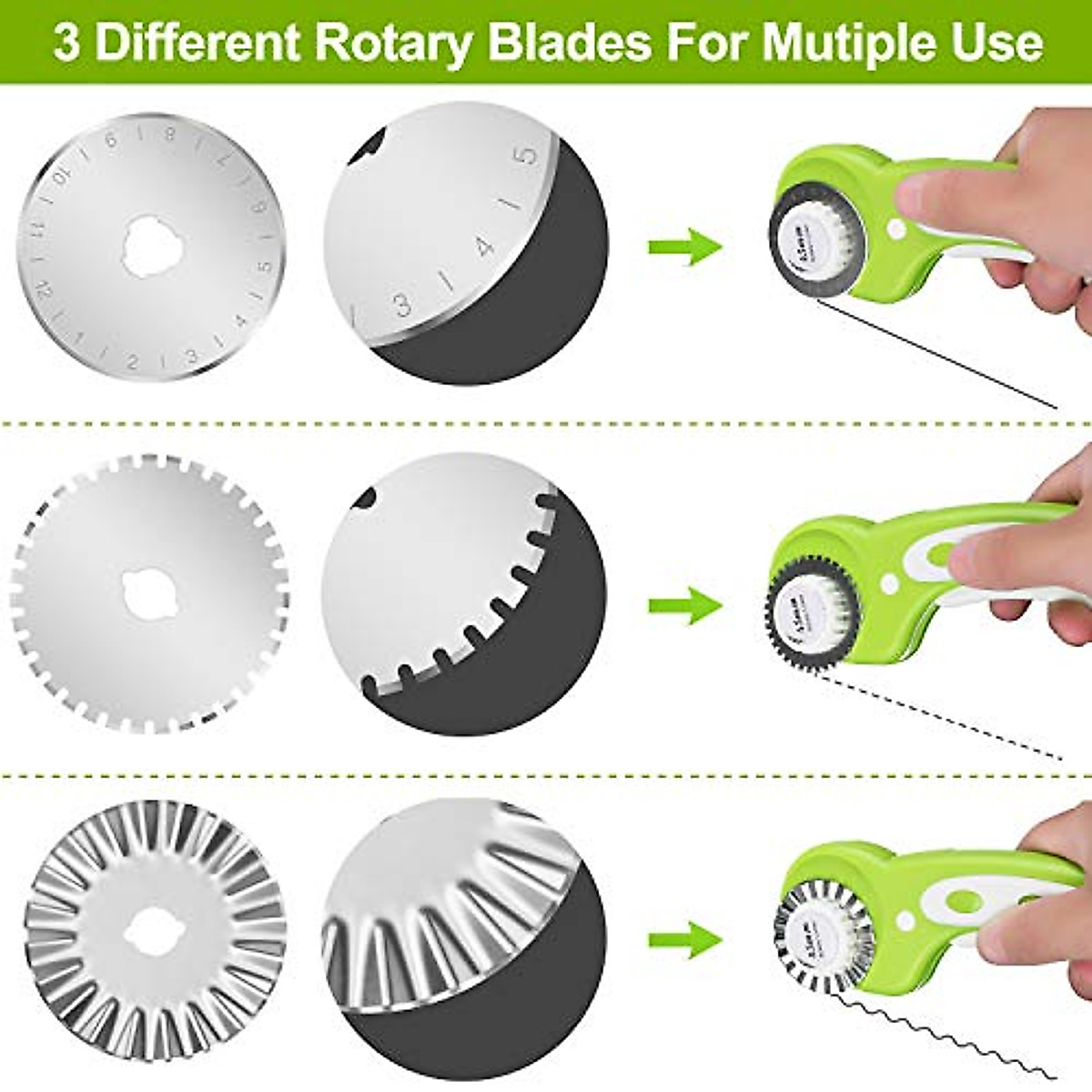 Rotary Cutter Kit，Rotary Cutter Tool Kit with with 5 Extra Blades, Cutting Mat, Patchwork Ruler, Carving Knife, Storage Bag for Sewing and Quilting