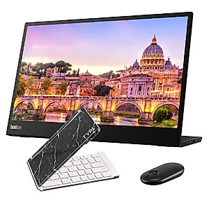 Lenovo ThinkVision M14 14 Inch, 1920 x 1080y, IPS, 2 USB Type-C Portable Travel Monitor Bundle with Black Marble Bluetooth Folding Wireless Keyboard, and Black Pebble M355 Bluetooth Wireless Mouse