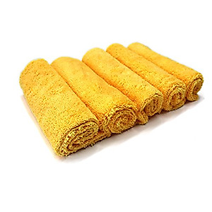 Maxshine 380GSM 5pcs Professional Zero Crazy Edgeless Microfiber Towel Set (Yellow, 16"x24")