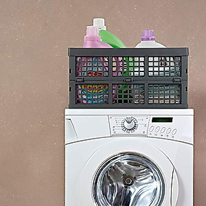 Nesmilers 3 Packs Plastic Collapsible Crates Folding Baskets Organizing Bin (32 L)