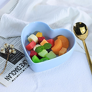 WAIT FLY 2pcs Heart-Shaped Bowls for Salad Soup Snack Dessert Household Cooking Bowls for Home Kitchen, Blue