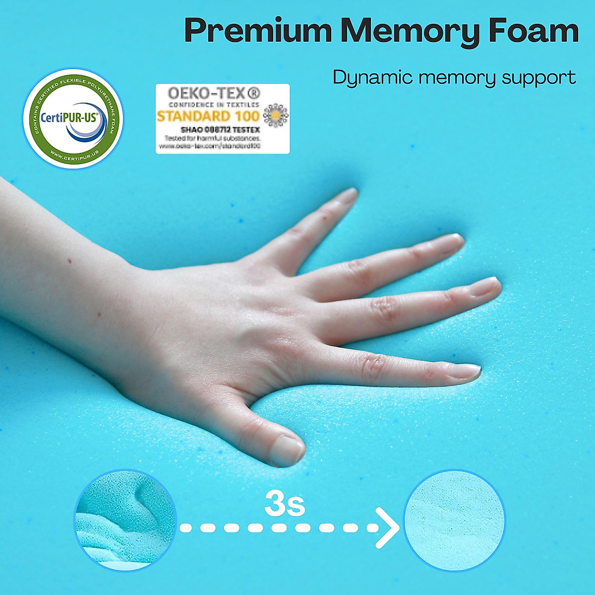 Hicomony 2 inch Memory Foam King Mattress Topper Cooling Gel Mattress Topper King, High Density Pressure Relief Bed Toppers Ventilated Design Breathable & Removable Fiber Cover Back Pain Relief