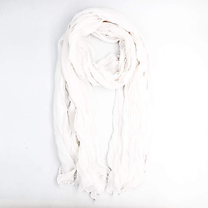 Beauty Town Head Wrap Scarf Neckerchief Crinkle Stretch Large Headband Turban Hair Tie (White)