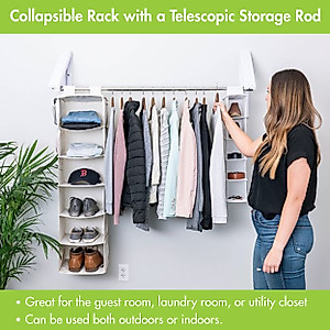 Arrow The Original QuikCLOSET Model AH3X12/M White - Folding Collapsible Wall Mounted Clothes Storage/Drying Rack