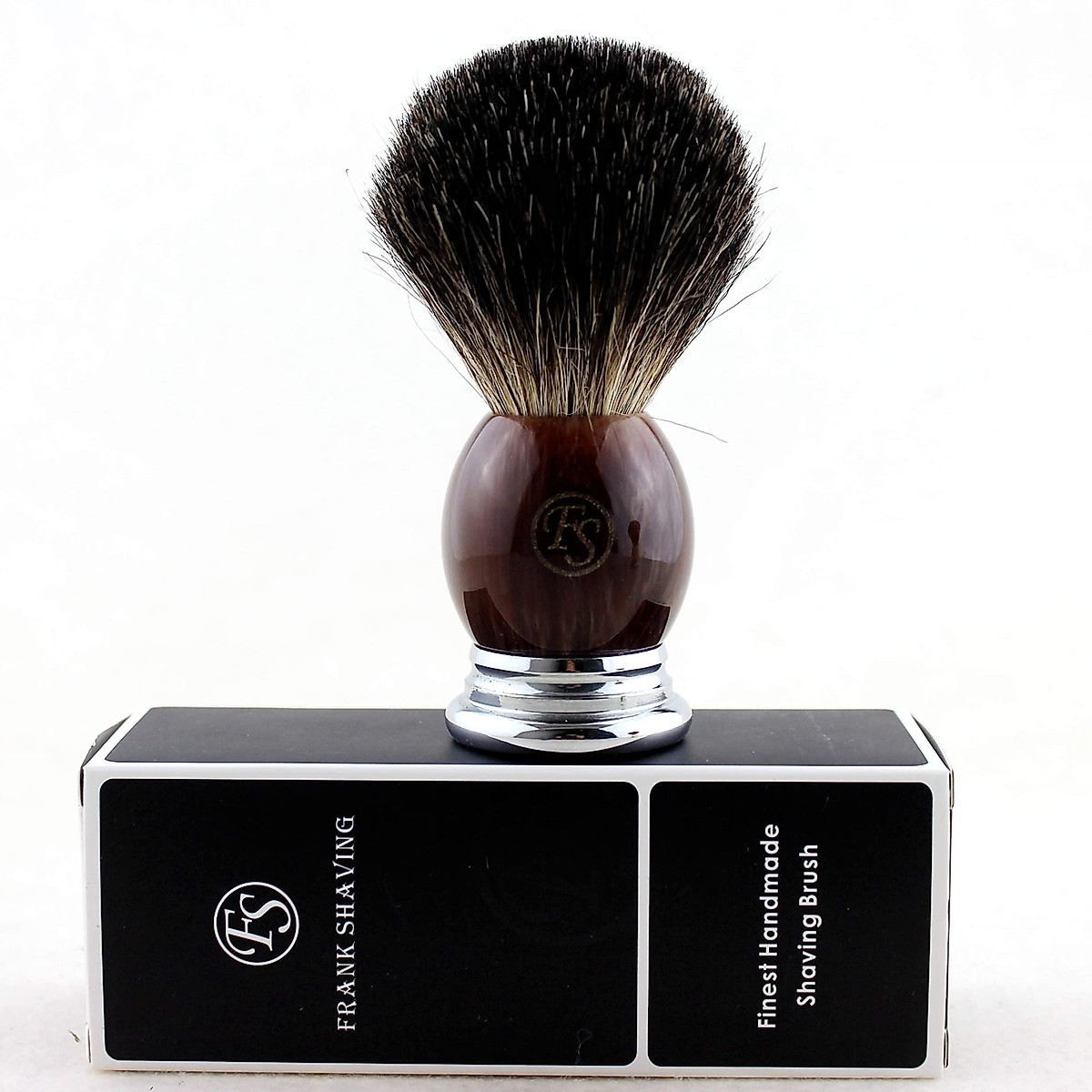 Shaving Brush for Men,Frank FS shaving Pure Badger Chrome Metal Brushes for Professional Shaving Gift to Father Husband(knot size 20mm)