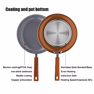 cooper pan Signature 10-Piece Ceramic Nonstick Aluminum Cookware Set, Induction Compatible Pots and Pans Set, Dishwasher Safe Oven Safe PTFE PFOA Free-Copper