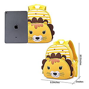 KK CRAFTS Toddler Backpack, Waterproof Preschool Backpack, 3D Cute Cartoon Neoprene Animal Schoolbag for Kids, Lunch Box Carry Bag for Boys Girls, Cute Lion