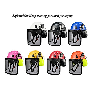 CAARLA Industrial Safety Helmet C+E Forestry Industrial Safety Helmet with Mesh Face Shield Earmuffs Chainsaw Cutting Woodworking ANSI Hard Hat Logger Work Caps(Yellow GR1 Mesh)