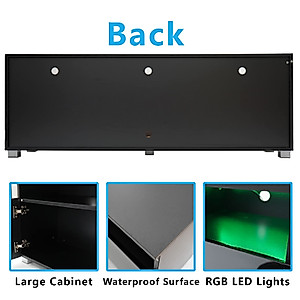 LED TV Stand for 50/55 inch TV, Television Table Center Media Console with Drawer and Led Lights, High Glossy Modern Entertainment Center for Living Game Room Bedroom, Black