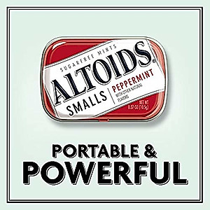 ALTOIDS Small Peppermint Breath Mints Sugar Free Hard Candy Bulk, 0.37 oz Tin (Pack of 9)