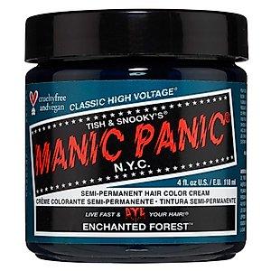 MANIC PANIC Enchanted Forest Green Hair Dye – Classic High Voltage - Semi Permanent Deep Teal Green Hair Color With Blue Undertones - Vegan, PPD & Ammonia Free (4oz)