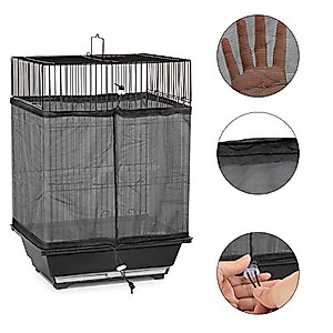oenbopo Bird Cage Mesh Universal Birdcage Cover Bird Seed Guard Catcher Adjustable Drawstring Bird Cage Skirt Mesh Net Cover