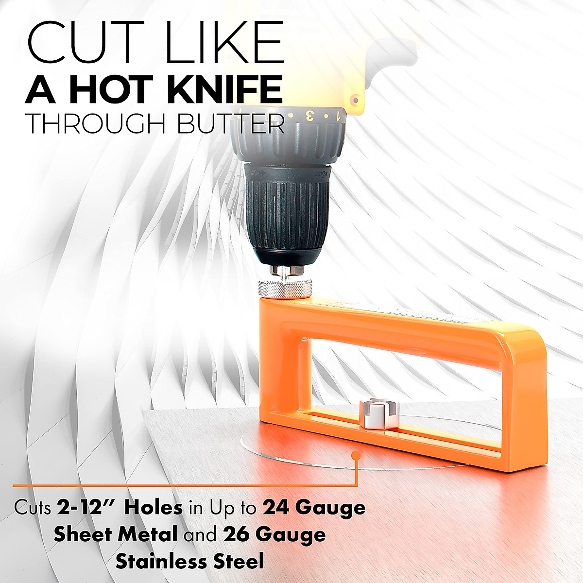 AMERICAN MUTT TOOLS Adjustable Sheet Metal Hole Cutter – Cut 2 – 12" Circle Holes in 24ga Steel and 26ga Stainless Steel | Adjustable Hole Cutter for Metal, Duct Hole Cutter, HVAC Ductwork Hole Cutter