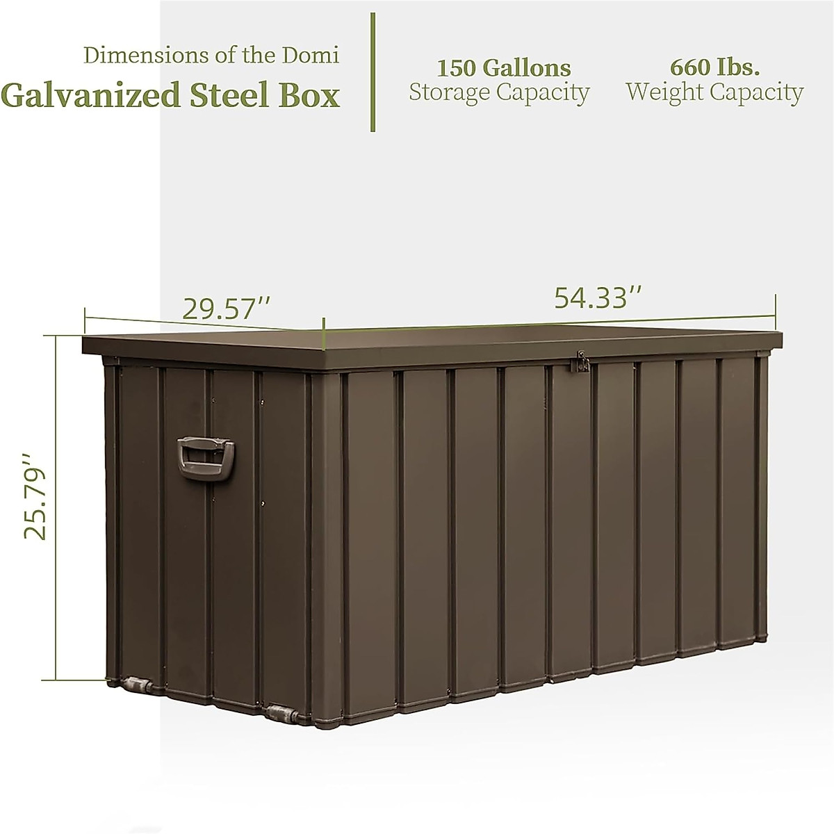 Ditkoko 150 Ourdoor Gallon Deck Box, Waterproof Storage Container with Lockable Lid, Package Delivery Box for Patio Furniture, Patio Cushions, Gardening Tools, Pool and Sports Supplies - Brown
