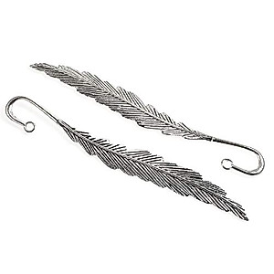 5 Silver Feather Bookmarks, Metal DIY Bookmark Blanks