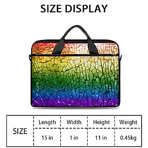 Rainbow Crack Laptop Computer Bag Waterproof Shoulder Messenger Bag 13-15 inch Durable Laptop Tote Bag with Shoulder Strap Handle Lightweight Crossbody Briefcase
