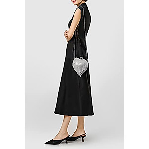 BABEYOND Women's Rhinestone Clutch Evening Bag - Heart Shape Glitter Tassel Purse for 1920s Party Prom Wedding