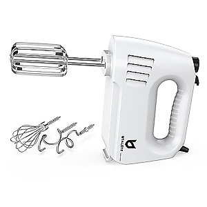 UTALENT Multi-speed Hand Mixer, Electric with Easy Eject Turbo Button and 5 Attachments, 180W (Beaters, Dough Hooks, and Whisk)