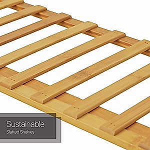 MoNiBloom Foldable Storage Free Standing Shoes Shelf, Bamboo Multifunctional 4-Tier Shoe Organizer for 16-20 Pairs Entryway, Hallway, Corridor, Natural