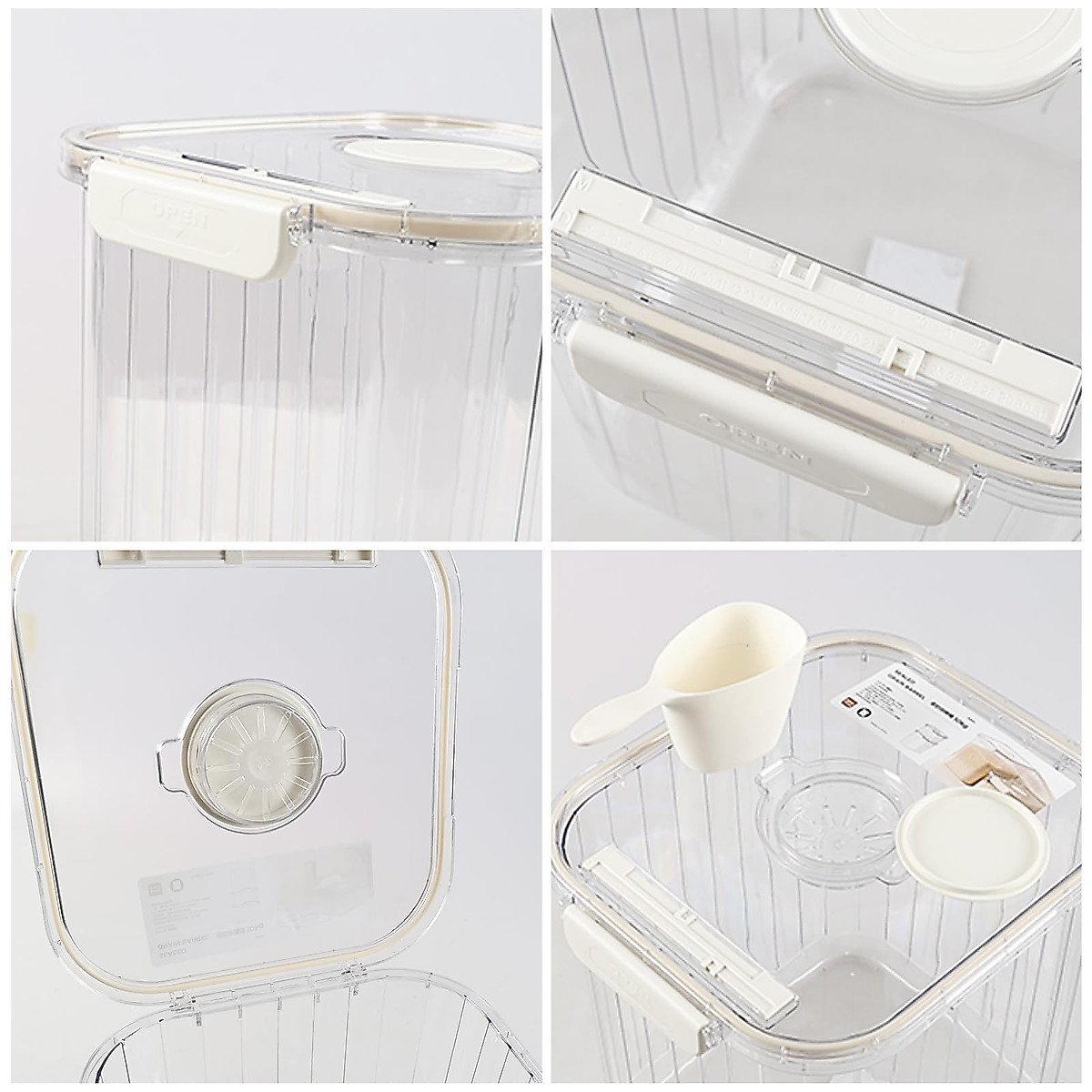 22 Lbs Airtight Rice Container with Cup, Clear Food Storage Container for Dry Food, 1 Pack