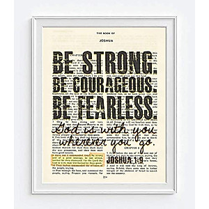 Joshua 1:9, Proverbs 3:5, Jeremiah 29:11, Philippians 4:13 Christian Art Prints, Set of 4, Unframed, Bible Verse Scripture Wall Decor Poster, 8x10 Inches
