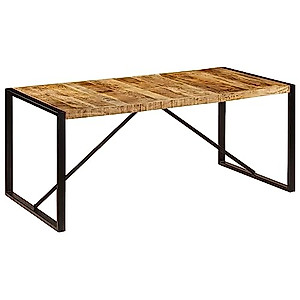 YPWRENH Rectangular Wooden End Table Dining Table Solid Rough Mango Wood 70.9" for Dining Room, Kitchen or Living Room