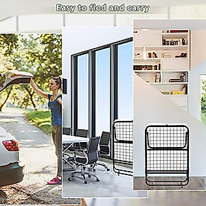 Guest Bed Folding Bed Frame with 3.9 Inch Foam Mattress Fold Up Heavy Duty Extra Portable Camping Cots with Wheels Hideaway Temporary Single Twin Size Rollaway Bed for Adults,Kids - 300LBS Capacity