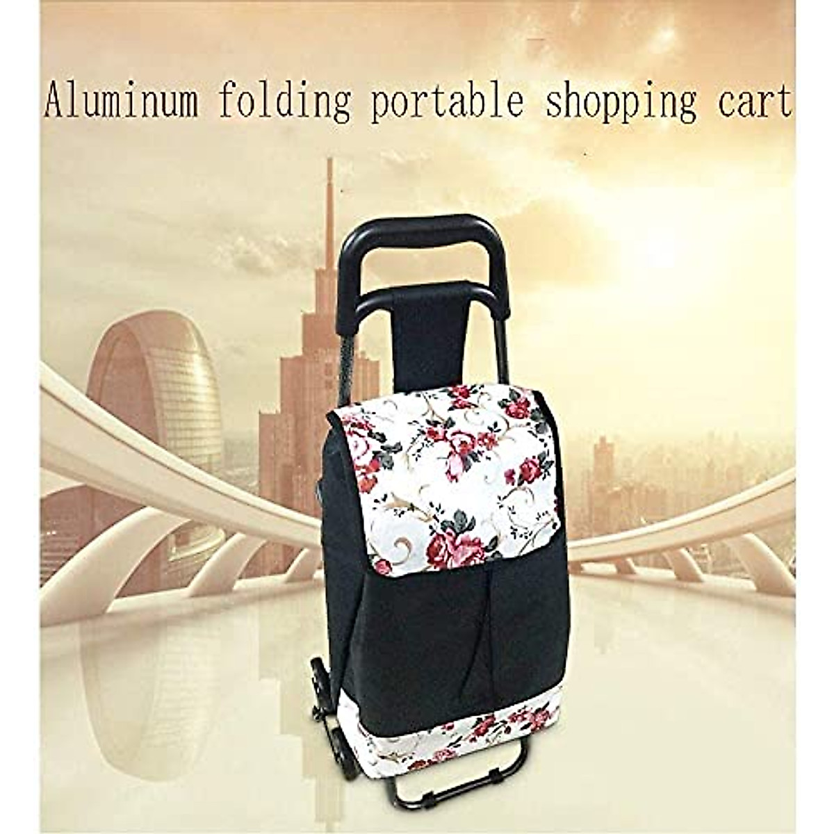 Shopping Trolley on Wheels Multi Function Shopping Cart Trolley On Wheels with Seat Fold Down Seat Lightweight Stair Climbing Cart with Removable Waterproof Oxford Cloth Bag Storage Hand Trucks,Sho