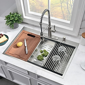 33 In Drop In Kitchen Sink Workstation-Bokaiya Kitchen Sink 33x22 Drop In Workstation Sink Topmount 16 Gauge Single Bowl Stainless Steel Kitchen Sink with Cutting Board