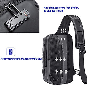 OZUKO Sling Backpack Sling Bag Crossbody Backpack Shoulder Casual Daypack Rucksack for Men (Gray)